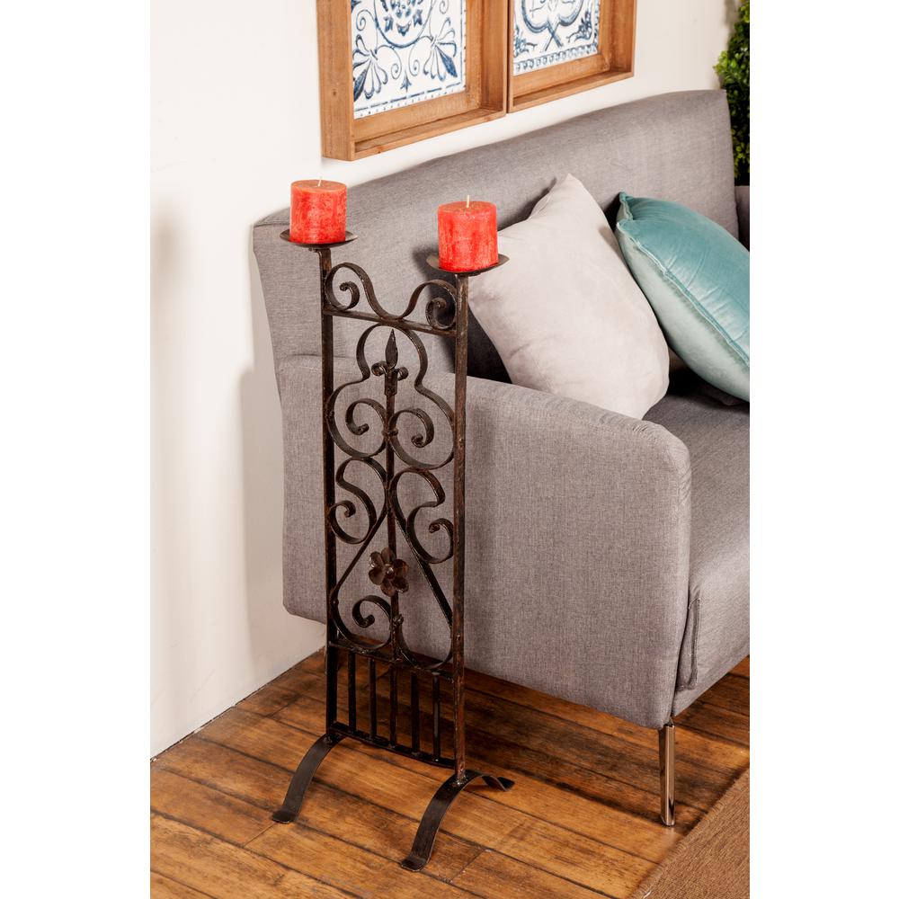 Litton Lane Black Scrollwork Design 2-Light Iron Candle Holder-29444 ...