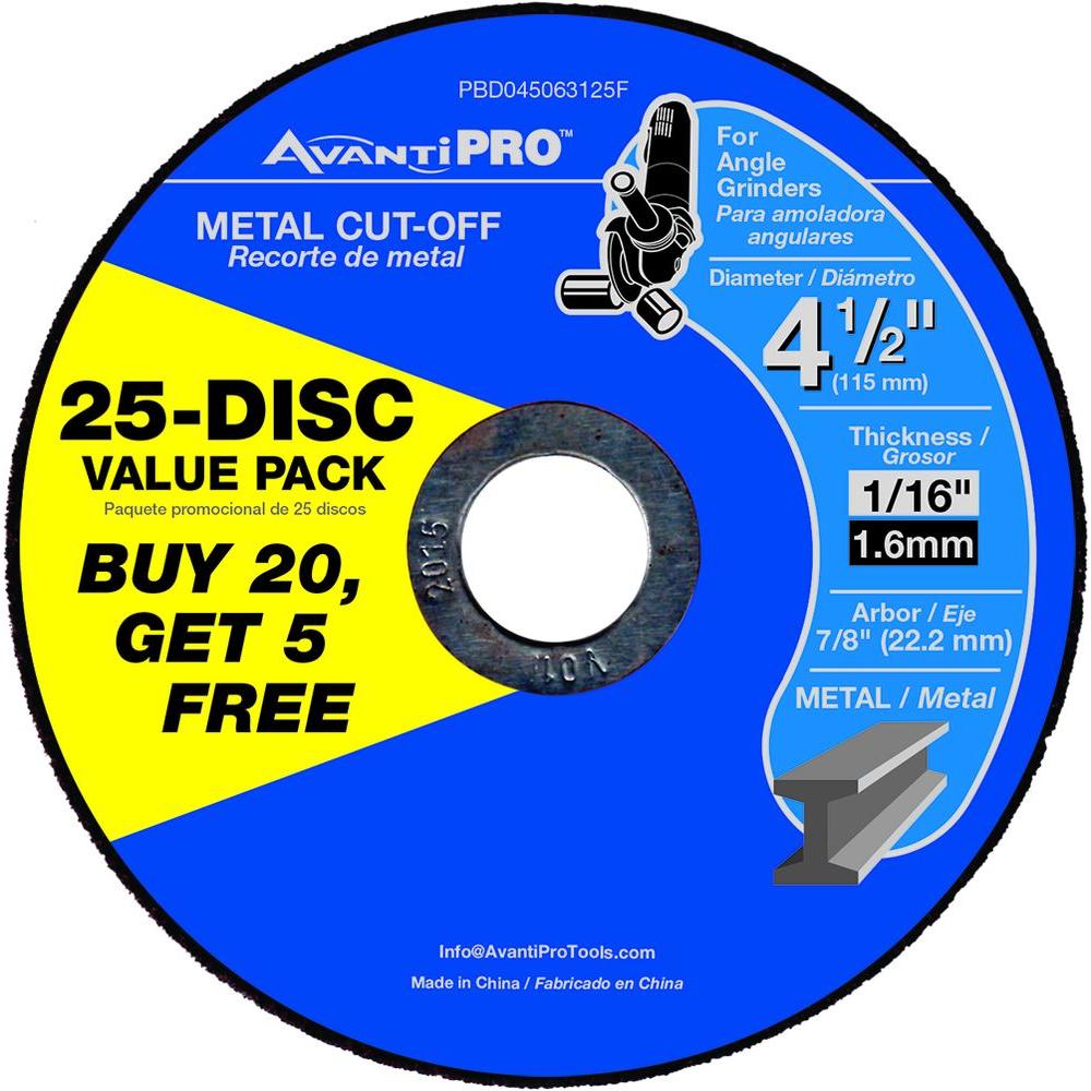 Avanti Pro 4-1/2 in. x 1/16 in. x 7/8 in. Thin Kerf Metal Cut-Off Disc ...