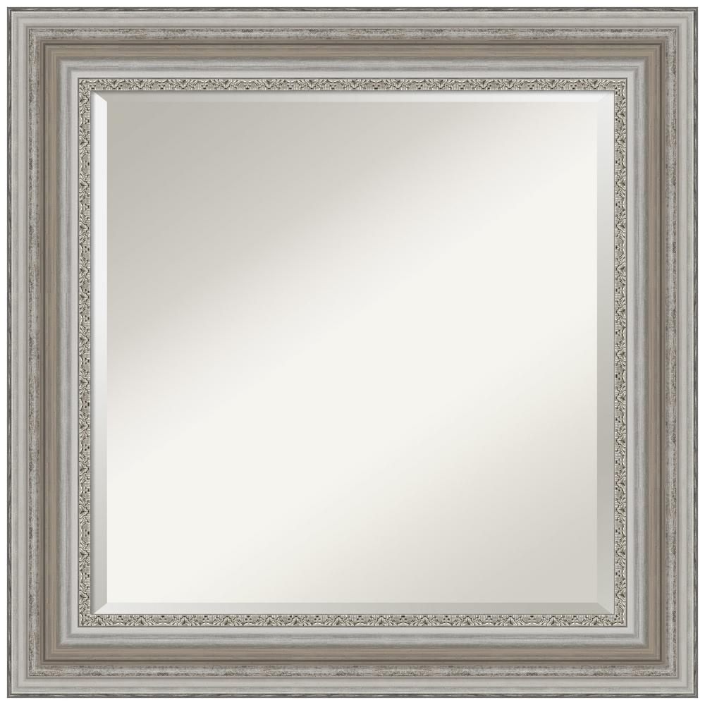 Amanti Art Medium Square Antique Silver Metallic Beveled Glass Modern ...