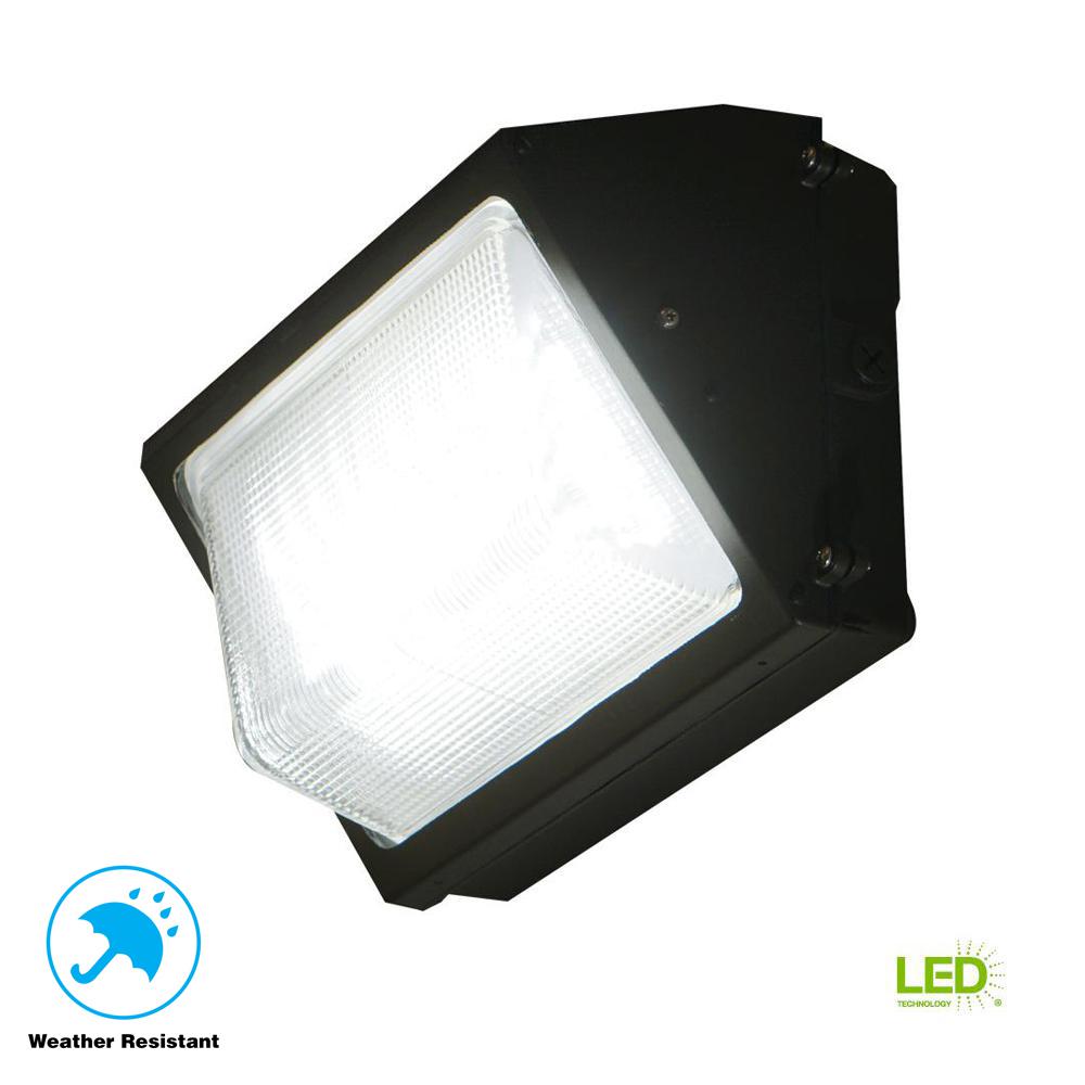 Falcon 50-Watt Bronze Outdoor Integrated LED Wall Pack Light with ...