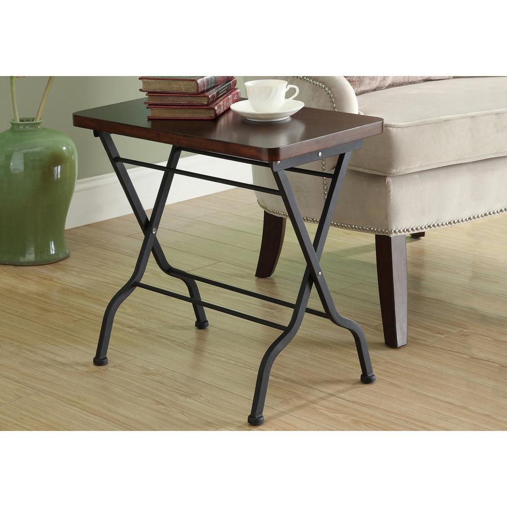 Monarch Specialties Cherry and Charcoal Black Folding Table-I 3309 ...