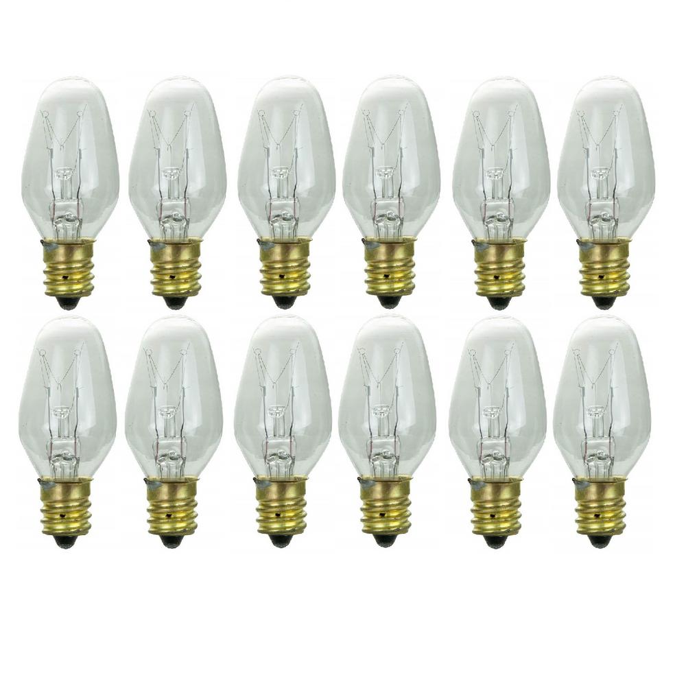 Sunlite 7-Watt C7 Candelabra Base Clear Incandescent Night Light Bulb ...