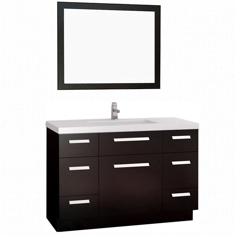 Design Element London 48 in. W x 22 in. D Vanity in White with Marble ...
