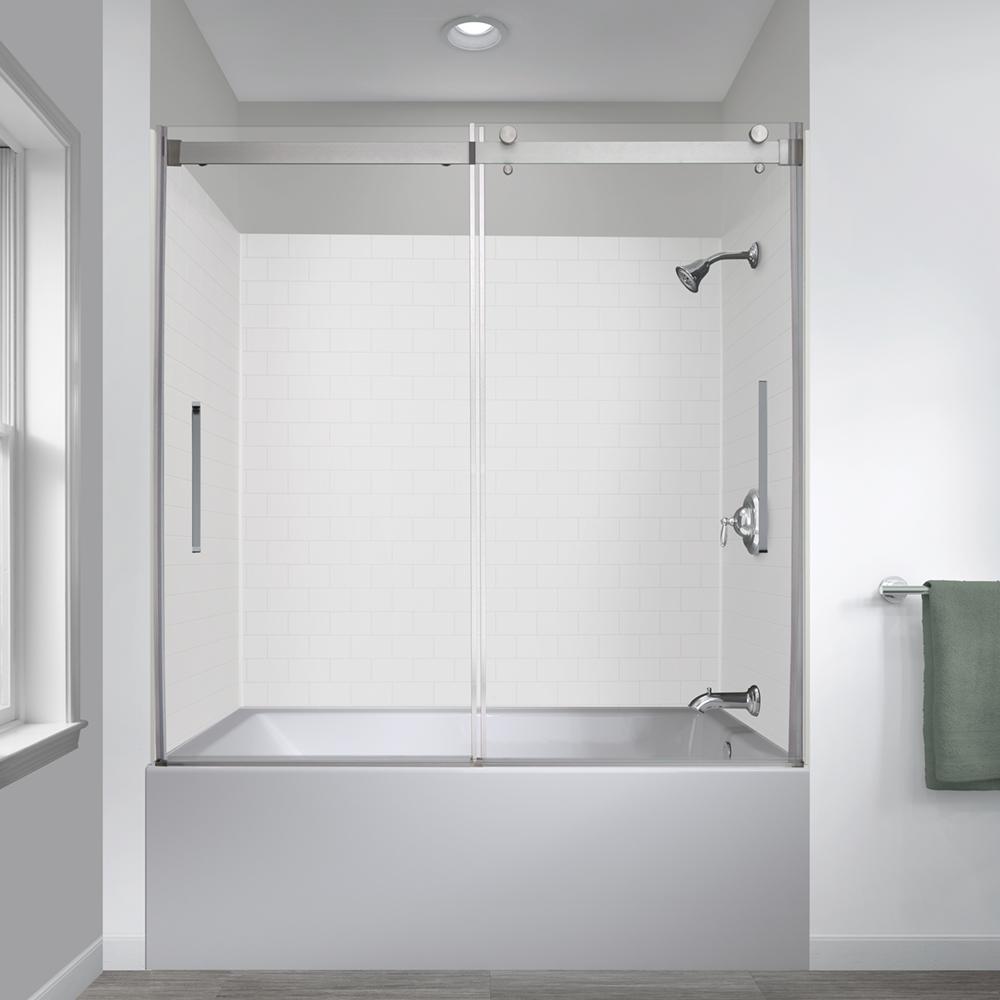 Foremost Lagoon 60 in. W x 63 in. H Semi-Frameless Sliding Bathtub Door ...
