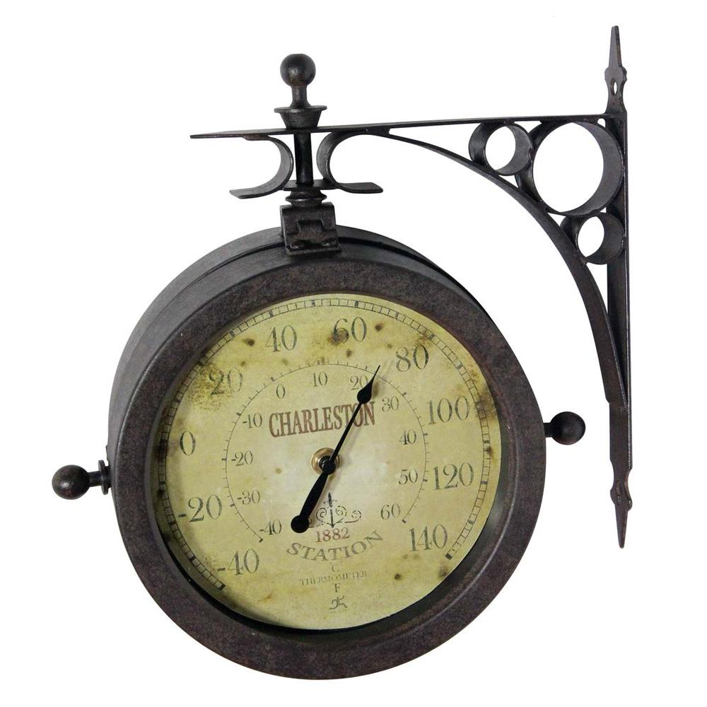 Infinity Instruments Charleston 8 in. x 8 in. Round Outdoor Wall Clock ...