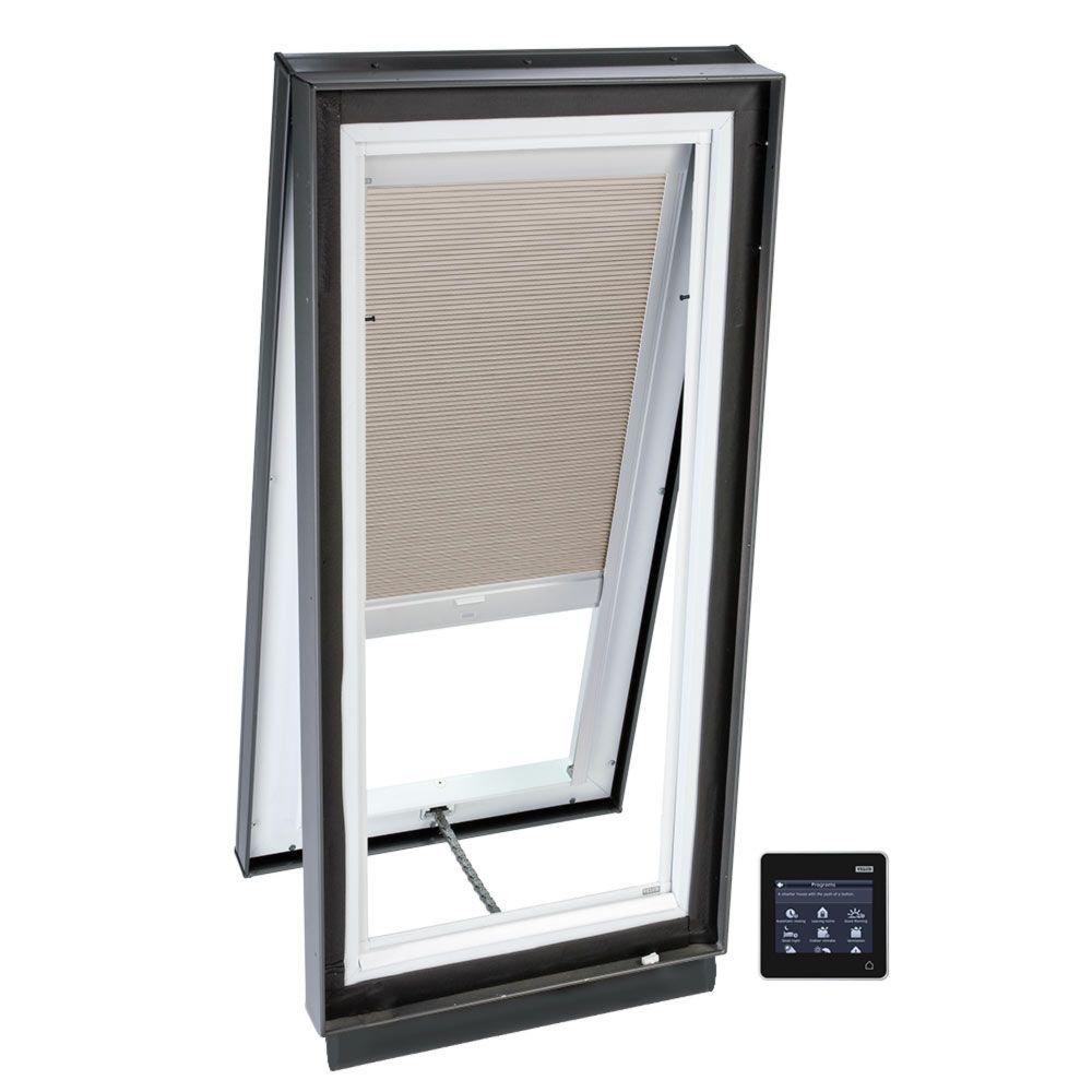 VELUX 30-1/2 in. x 46-1/2 in. Solar Powered Venting Curb-Mount Skylight with Laminated Low-E3 ...