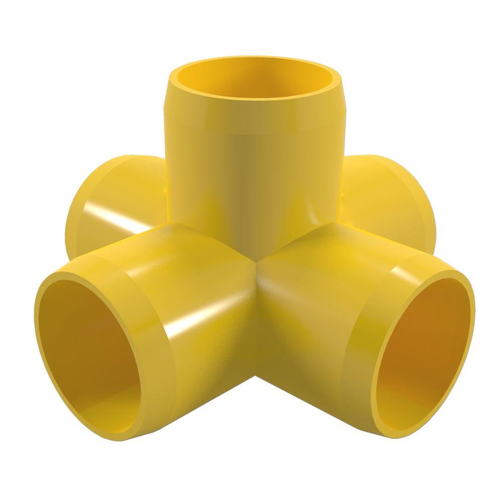 Formufit 1 in. Furniture Grade PVC 5-Way Cross in Yellow (4-Pack ...