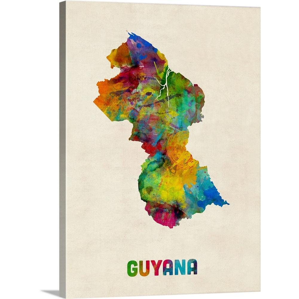 Guyana Watercolor Map Wall Art Home Decor Poster Artwork Gift Print ...