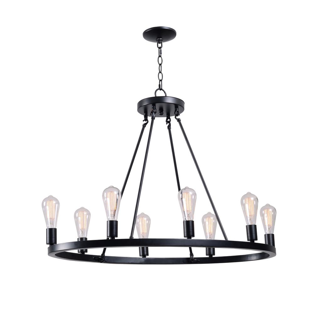 Hampton Bay Stratton 8-Light Black Wide Island Chandelier-HDP00340 ...