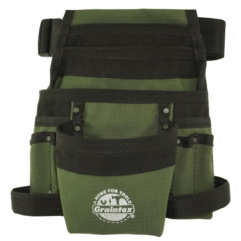 Graintex Hunter Green Canvas 10-Pocket Finisher Tool Pouch with Belt ...