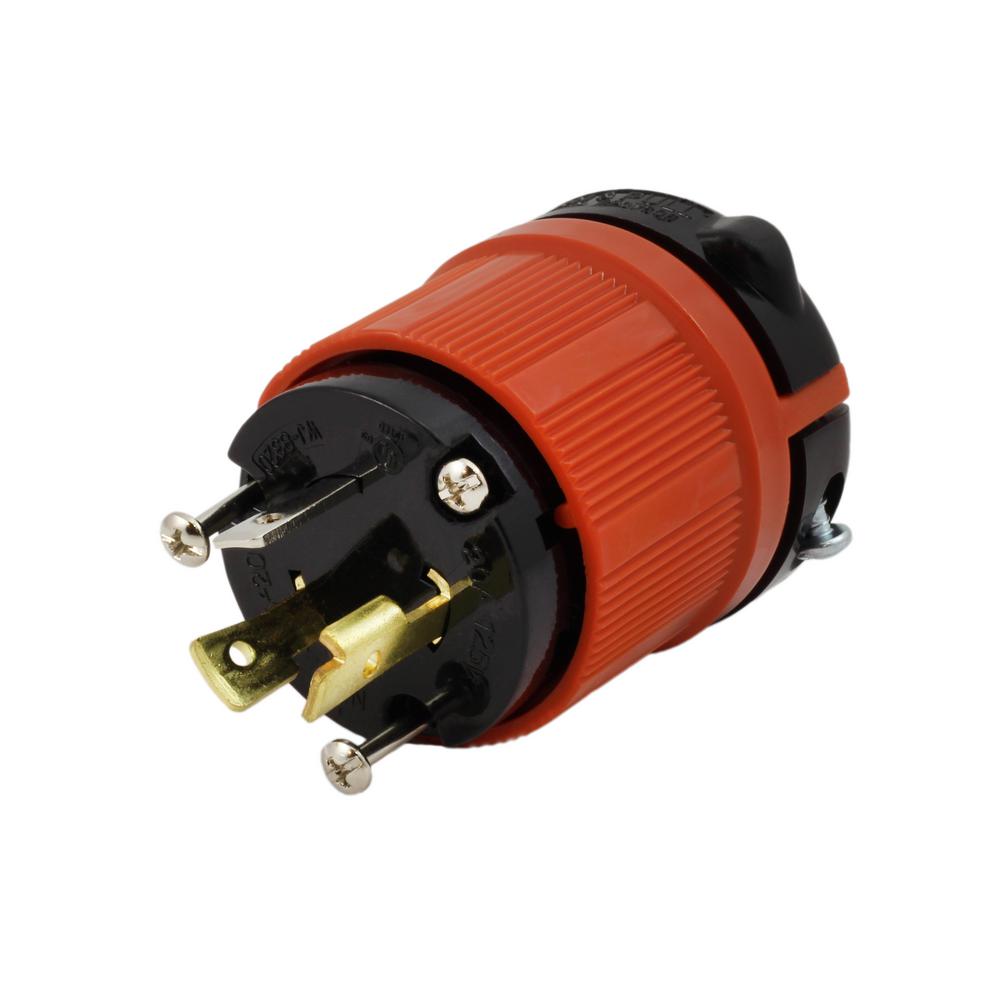 AC WORKS NEMA L5-20P 20 Amp 125-Volt 3-Prong Assembly Locking Male Plug ...