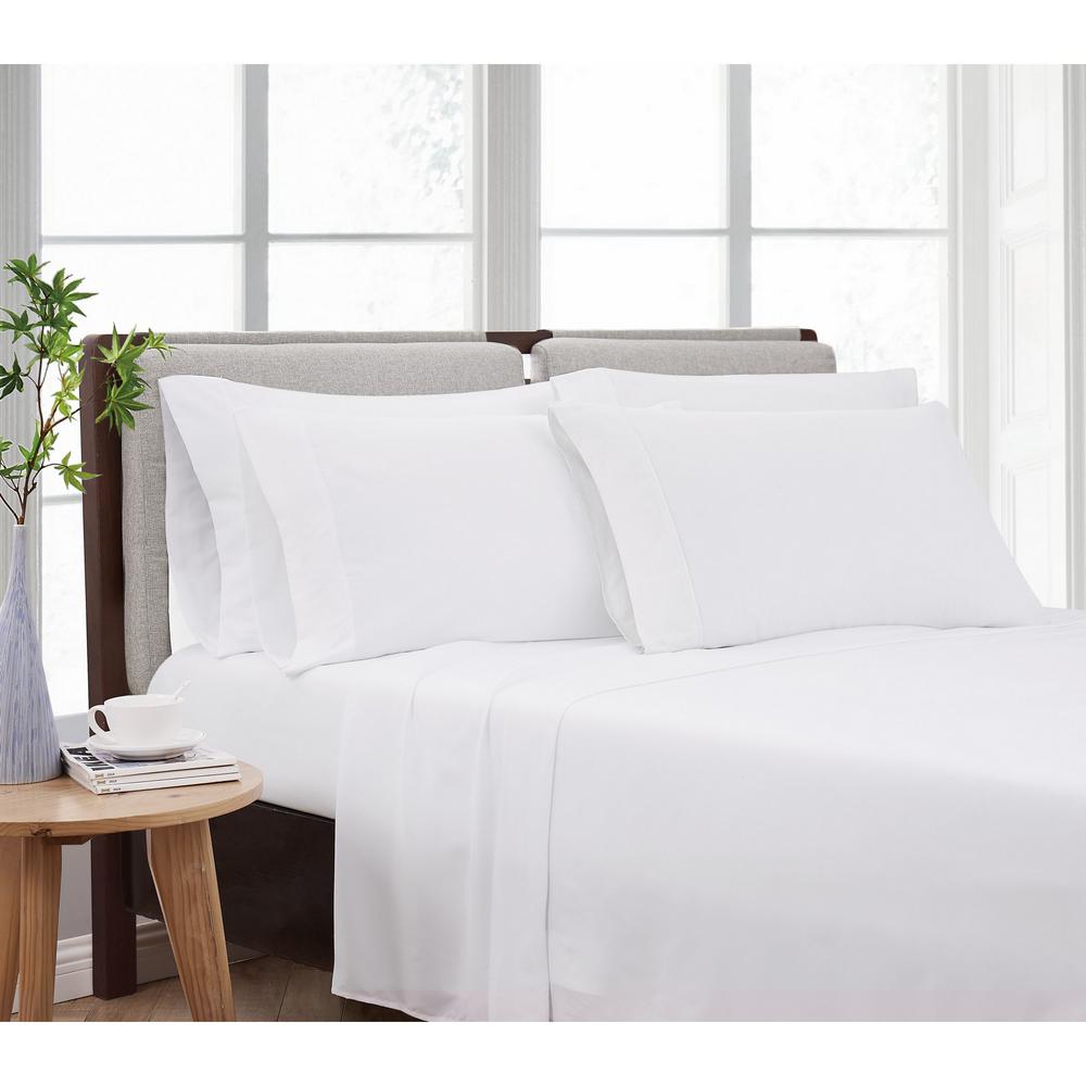 Cannon Solid White Queen 6 Piece Sheet Set-SS3941WTQN-4200 - The Home Depot