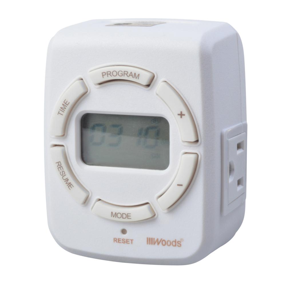 Woods 15 Amp 7 Day Indoor Plug In Astronomical Dual Outlet Digital 