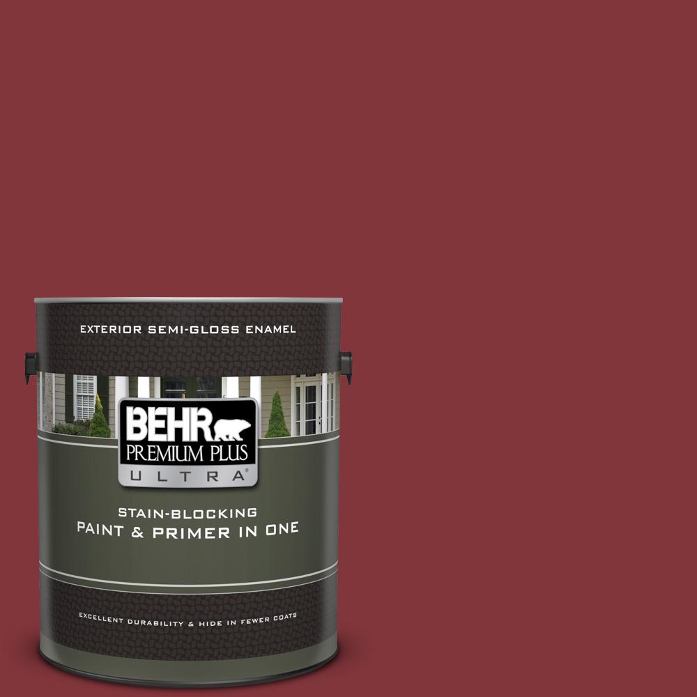 BEHR Premium Plus Ultra 1 gal. #S-H-170 Red Brick Semi-Gloss Enamel ...