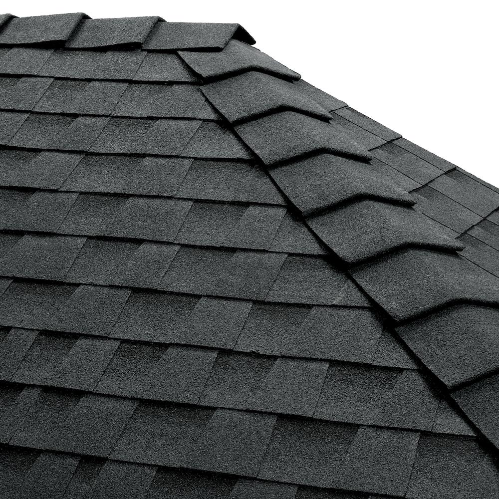 GAF TimberCrest 10 in. W Charcoal Reflector Bullnose Hip and Ridge Cap ...