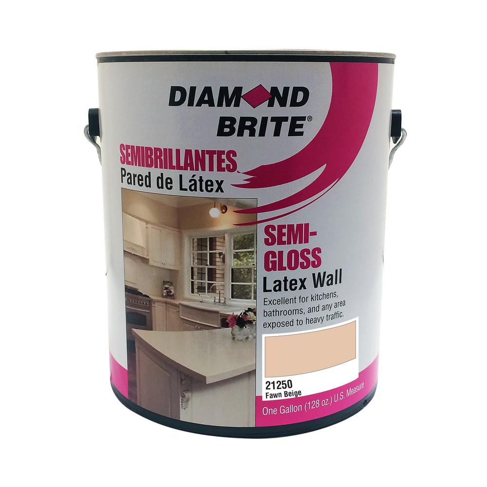Diamond Brite Paint 1 gal. Fawn Beige Semi-Gloss Latex Interior Paint ...