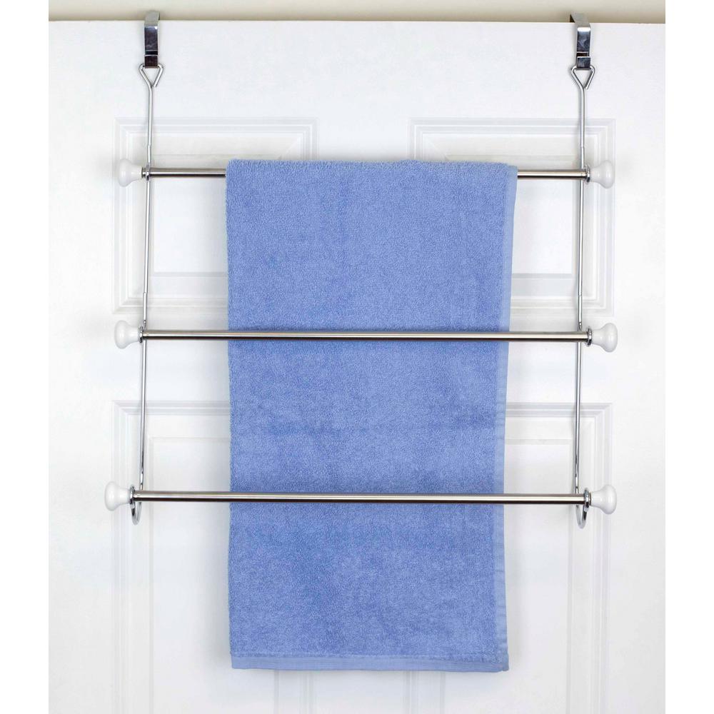 Home Basics 3-Bar Towel Rack in Chrome with Ceramic Knobs-TR41560 - The ...
