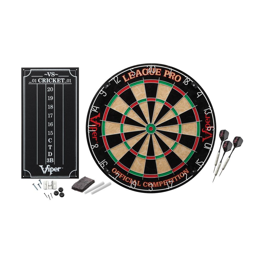 Viper League Pro Sisal 17.75 in. Dartboard with Darts and Accessories ...