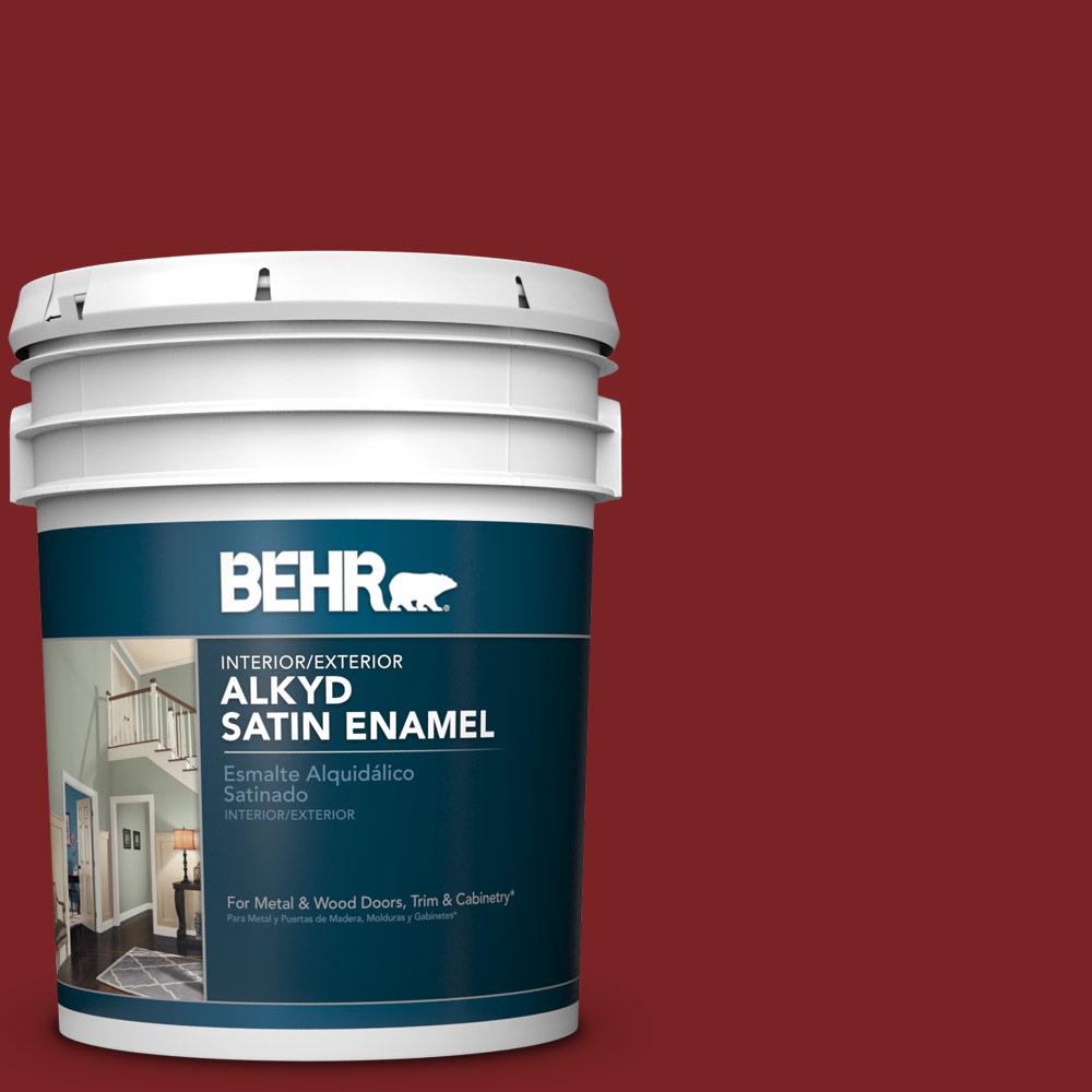 BEHR 5 gal. #SC-112 Barn Red Satin Enamel Alkyd Interior/Exterior Paint ...