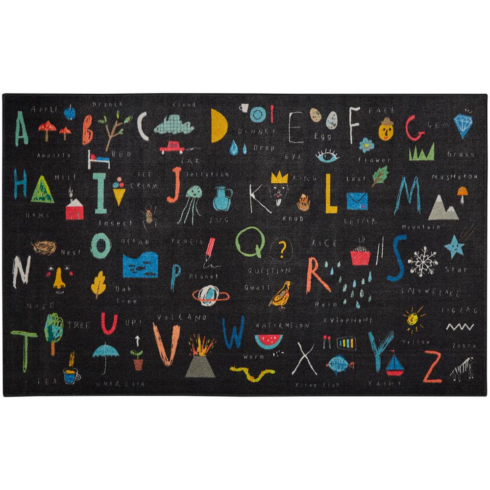 Mohawk Home ABC Letters Black 5 ft. x 8 ft. Whimsical Area Rug-051554 ...