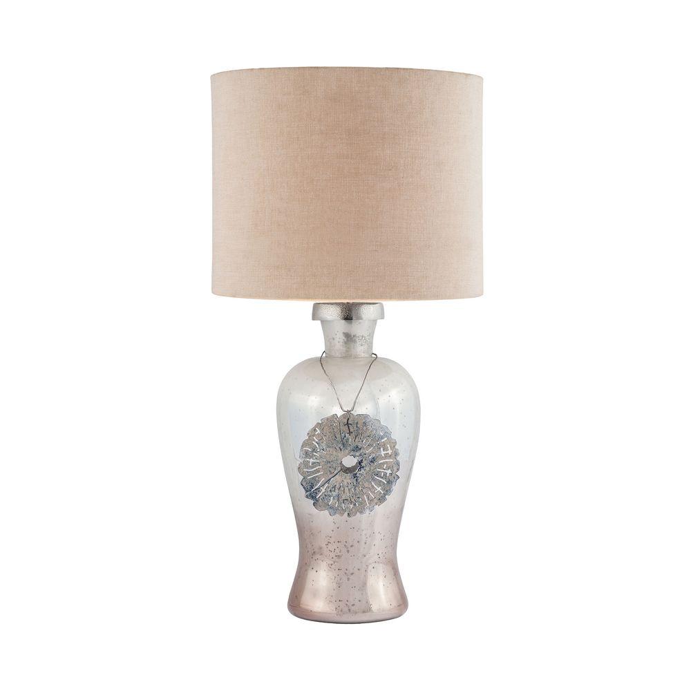 Simple Designs 19.5 in. Brown Textured Stucco Curvy Ceramic Table Lamp ...