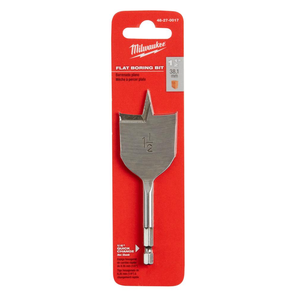 Milwaukee 1-1/2 in. x 4.5 in. Flat Boring Bit-48-27-0017 - The Home Depot