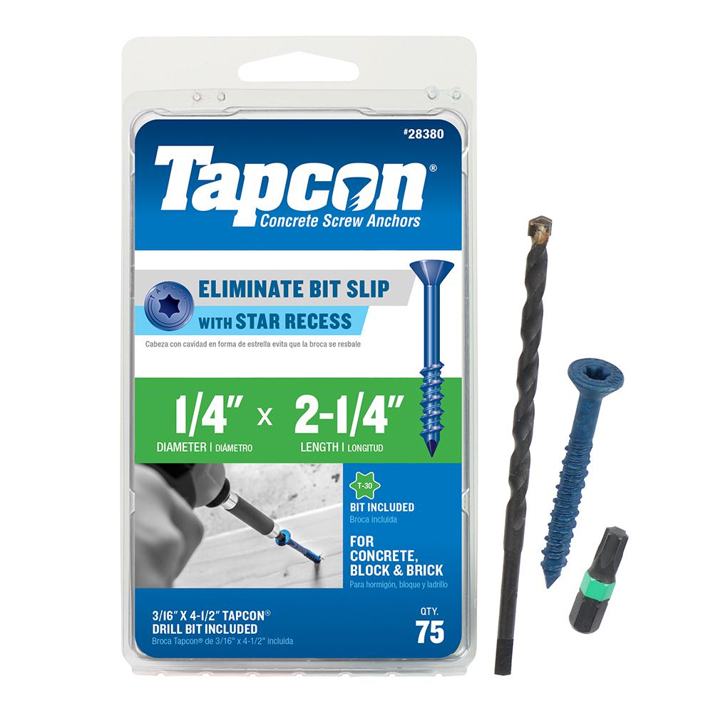 Tapcon 1 4 In X 2 1 4 In Star Flat Head Concrete Anchors 75 Pack tapcon-1-4-in-x-2-1-4-in-star-flat-head-concrete-anchors-75-pack