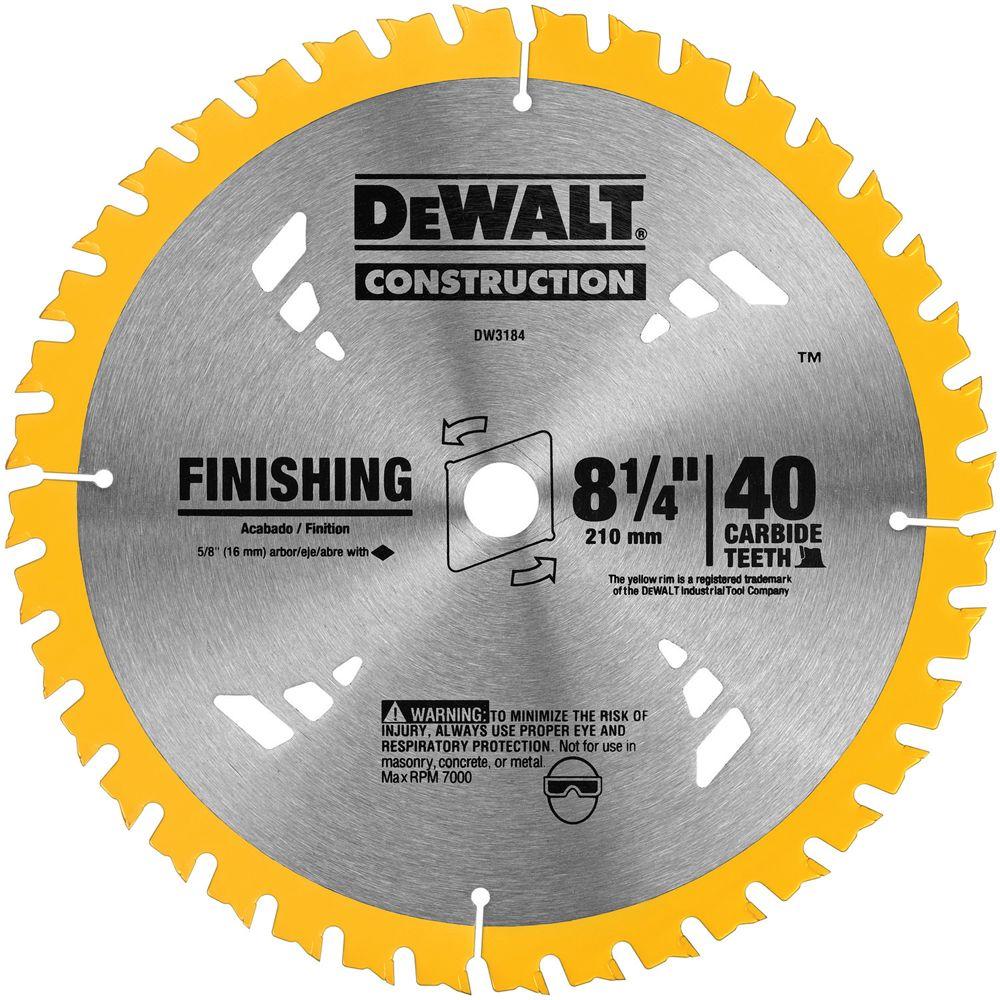 DEWALT 8 1 4 In 40T Carbide Thin Kerf Circular Saw Blade DW3184 The