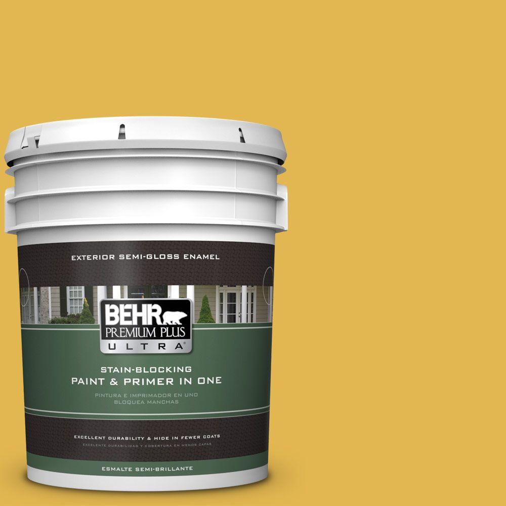 BEHR Premium Plus Ultra 5-gal. #360D-6 Yellow Gold Semi-Gloss Enamel ...