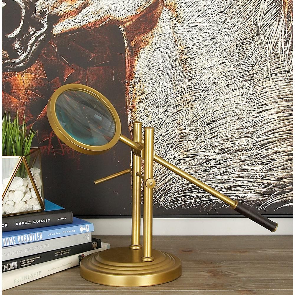 8 in. x 25 in. Tarnished Brass Aluminum Magnifying Glass Decor with ...