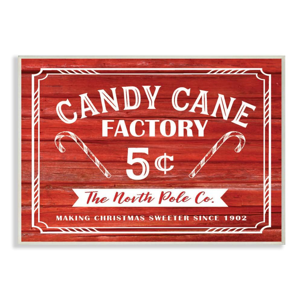 Stupell Industries 12.5 in. x 18.5 in. "Candy Cane Factory Vintage Sign" by Lettered and Lined ...