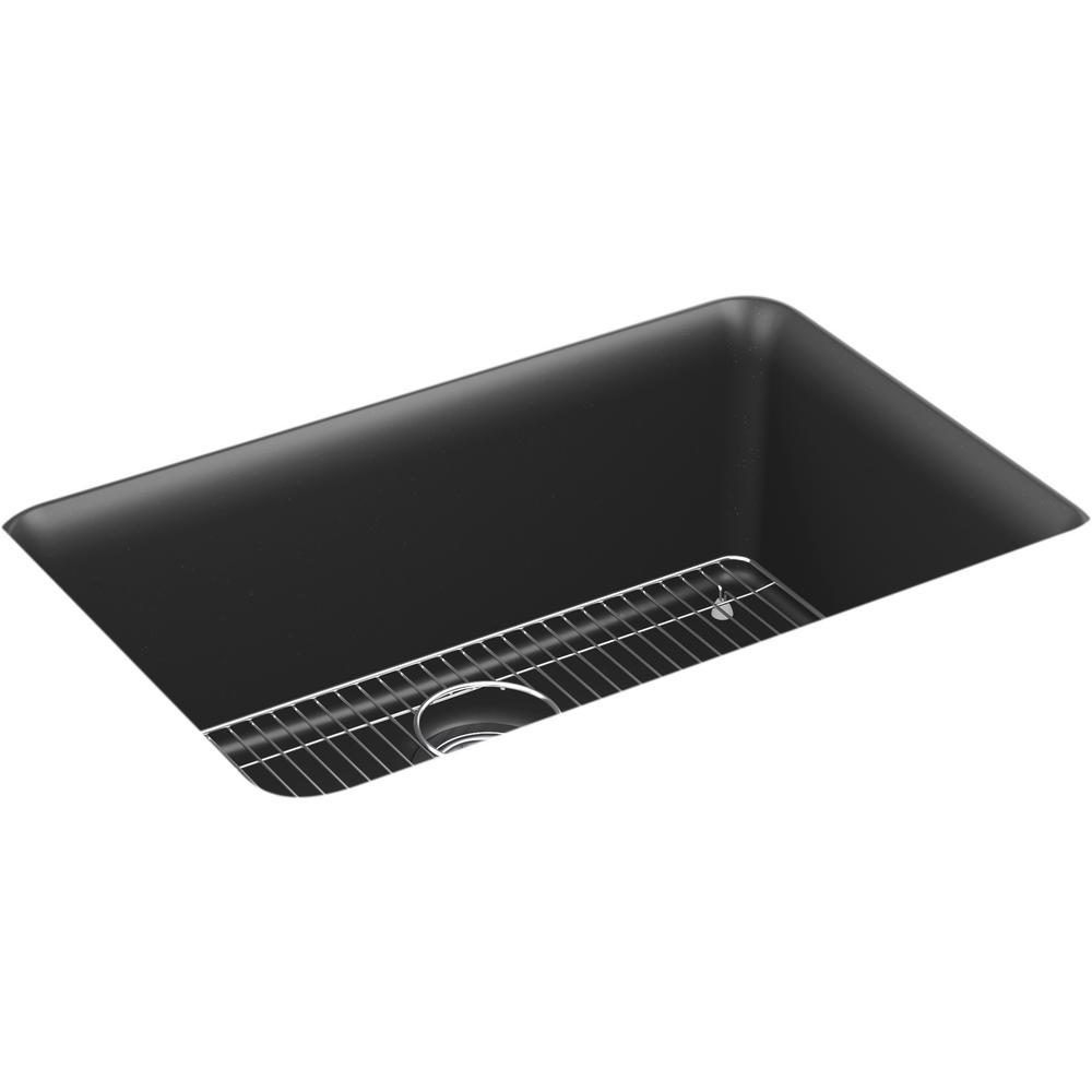 KOHLER Cairn Undermount Matte Stone 27.5 in. Single Bowl Kitchen Sink ...