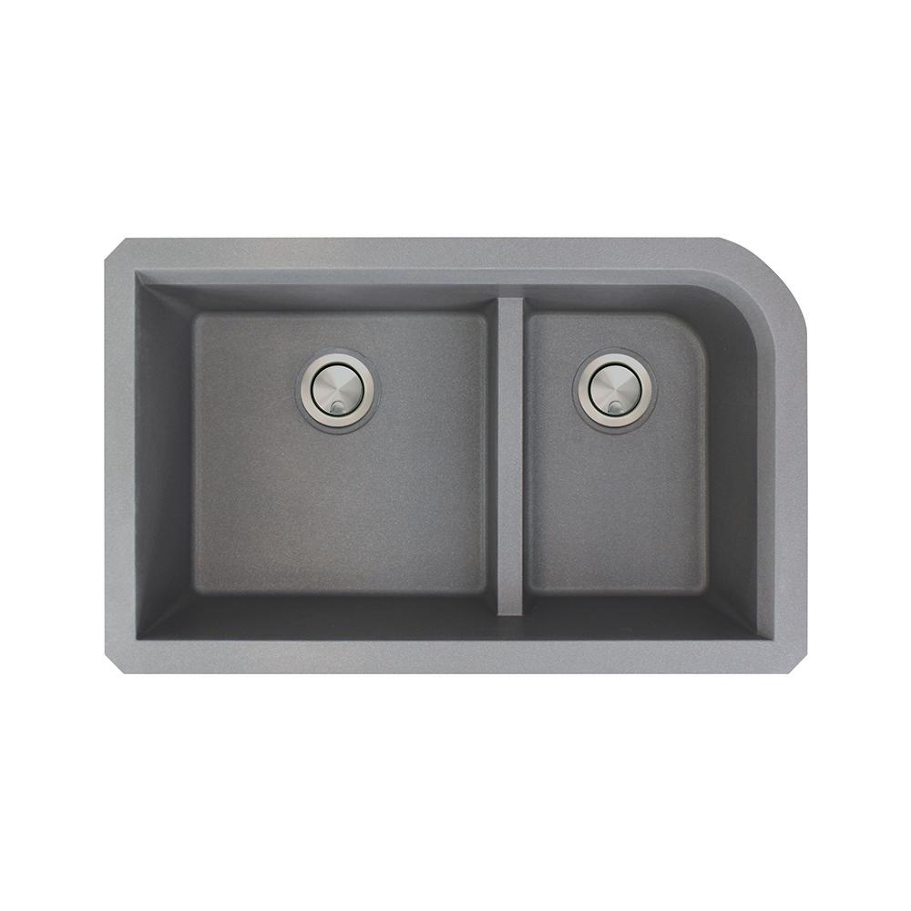 Transolid Aversa Undermount Granite 31 in. Equal Double Bowl Kitchen ...