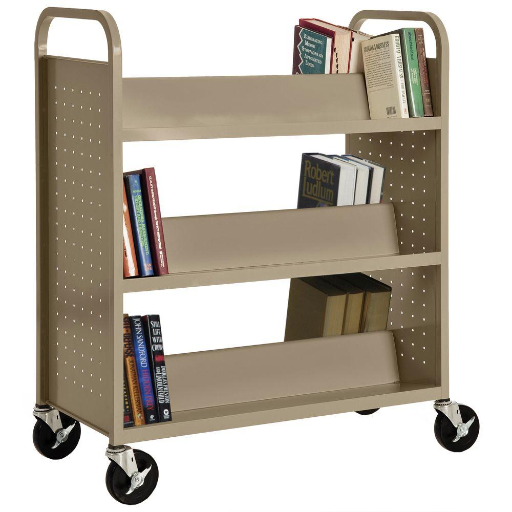 Sandusky 46 in. Tropic Sand Metal 3-shelf Cart Bookcase with Locking ...