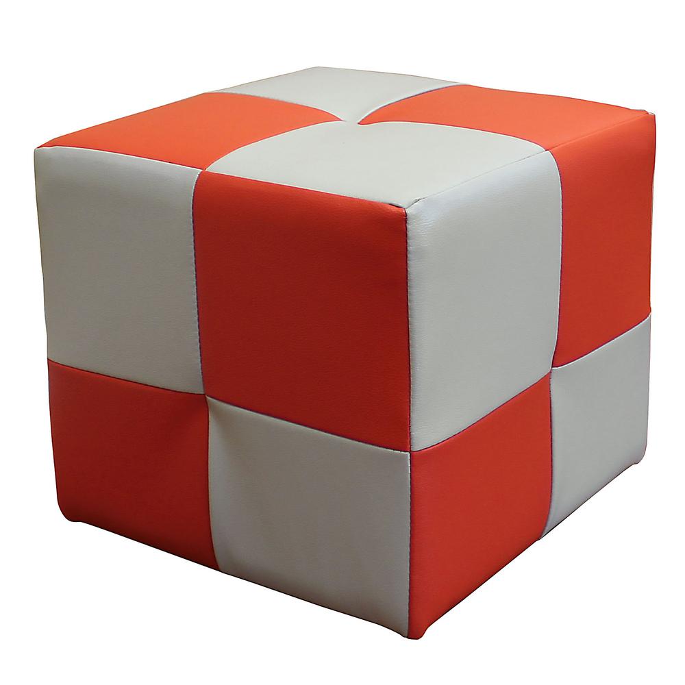 ZUO Checks Orange Ottoman-100641 - The Home Depot