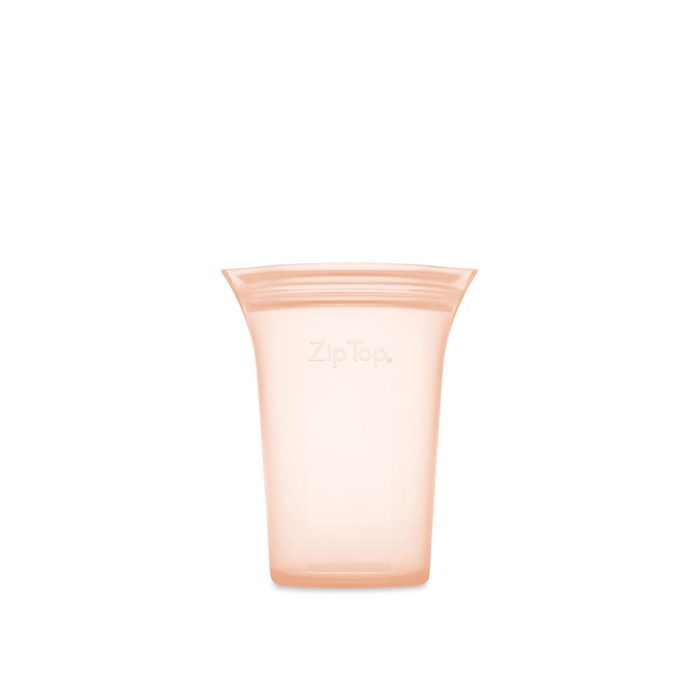 Zip Top 8 oz. Peach Reusable Silicone Small Cup Zippered Storage ...