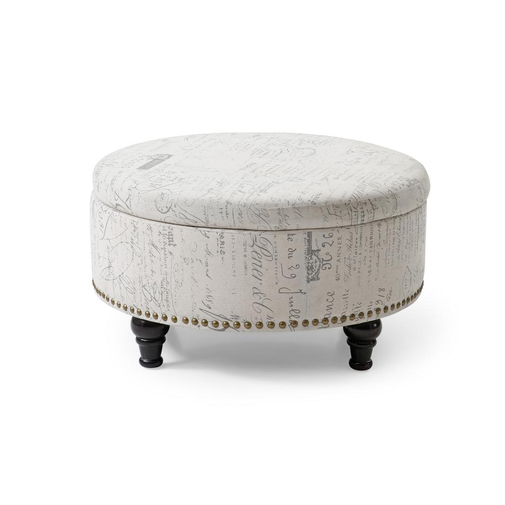 Unbranded Multi-Colored Round Storage Ottoman with Nailhead Vintage ...