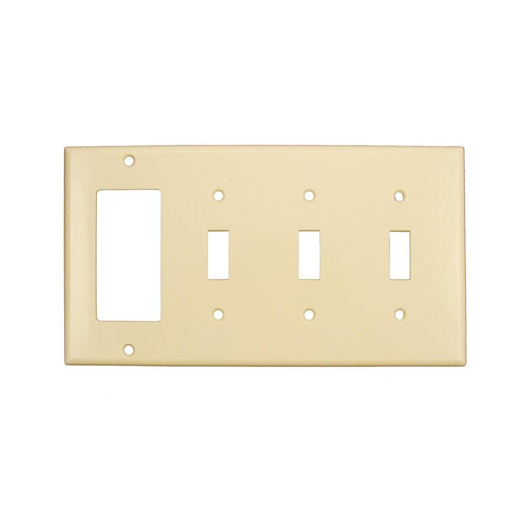 4-Gang - Ivory - Combination Wall Plates - Wall Plates - The Home Depot