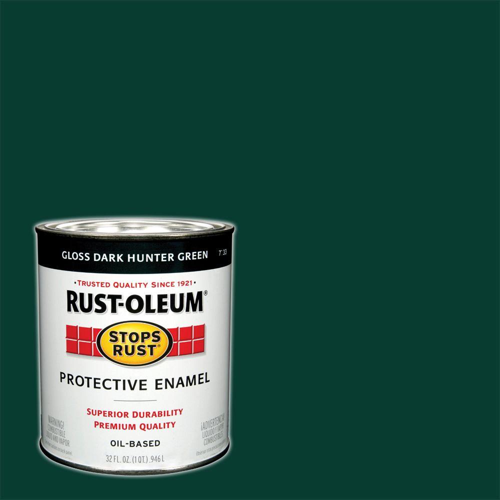 Rust Oleum Stops Rust 1 Qt Gloss Dark Hunter Green Protective Enamel 