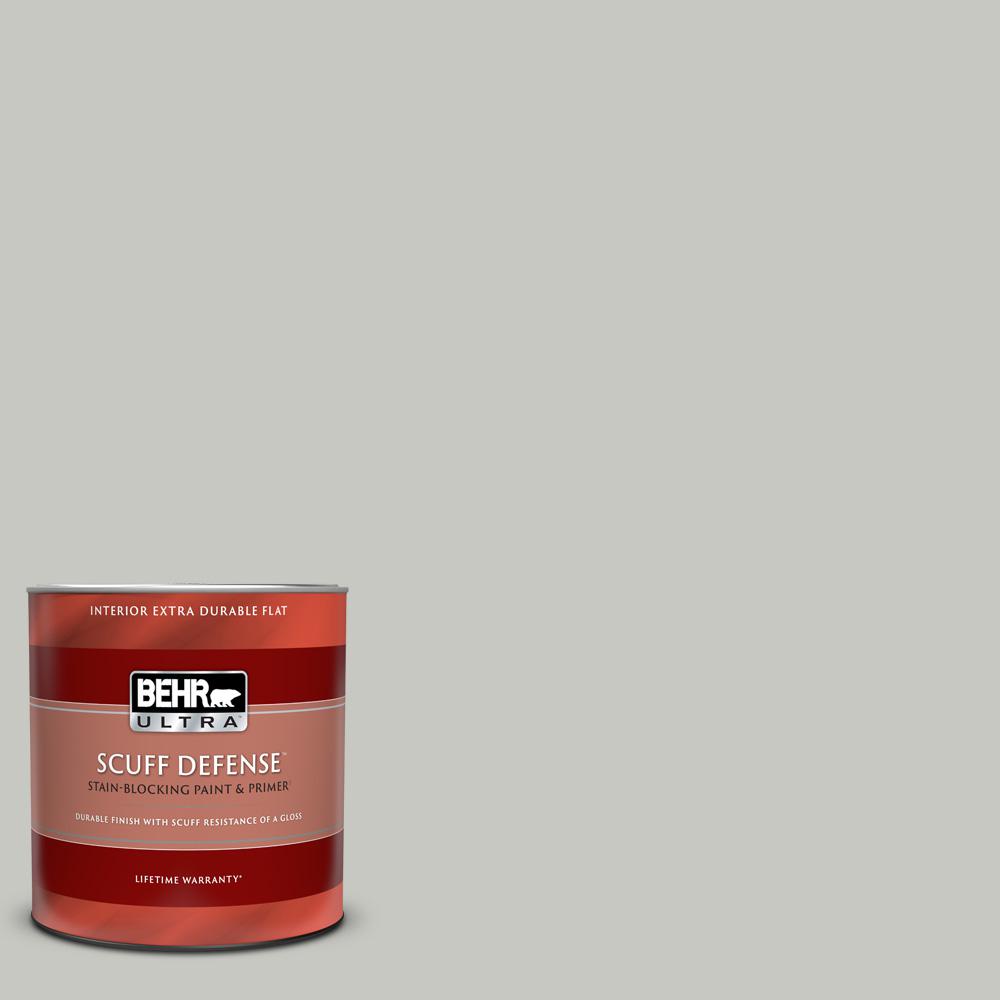 BEHR ULTRA 1 qt. #MQ2-59 Silver City Extra Durable Flat Interior Paint ...