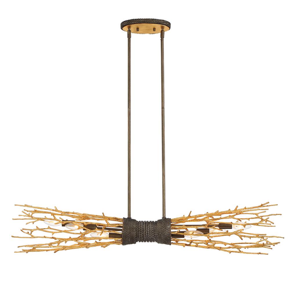 Eurofase Kindling 6-Light Gold Linear Chandelier-35641-018 - The Home Depot