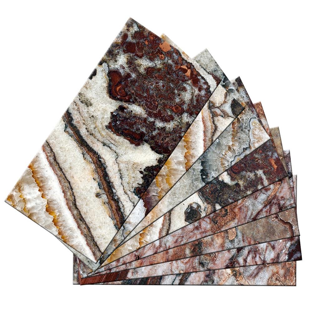 SkinnyTile 3 in. x 6 in. x 2mm Skinny Peel and Stick Glass Skin Wall ...