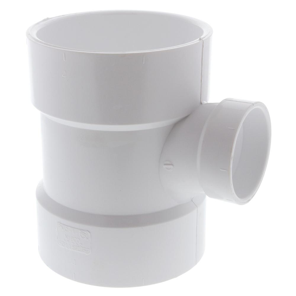 NIBCO 4 in. x 4 in. x 2 in. PVC DWV All Hub Sanitary Tee-C4811HD442 ...
