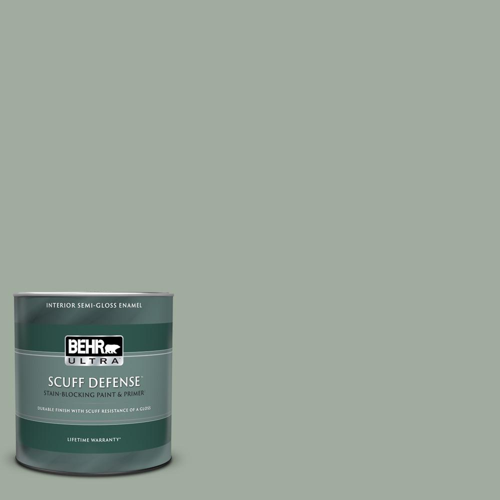 BEHR ULTRA 1 qt. #PPU11-15 Green Balsam Extra Durable Semi-Gloss Enamel ...