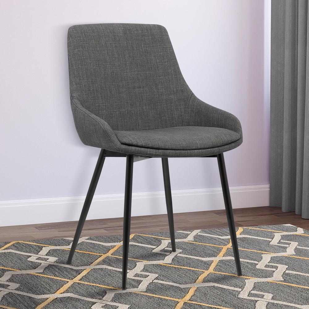 Armen Living Mia 33 in. Charcoal Fabric and Black Powder Finish ...