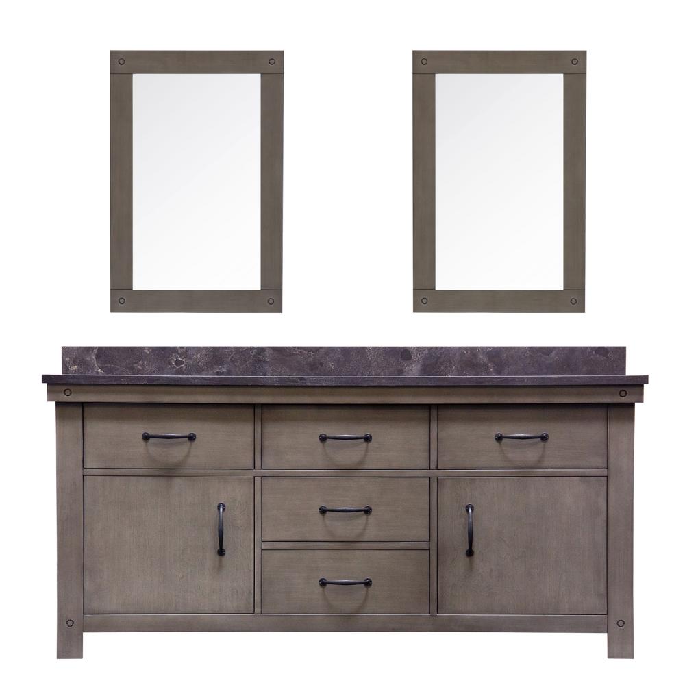 Water Creation Aberdeen 72 in. W x 34 in. H Vanity in Grizzle Gray with ...