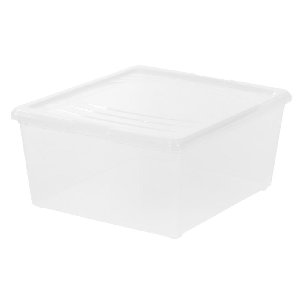 Iris 30 Qt Weather Tight Storage Box In Clear 110400 The Home Depot
