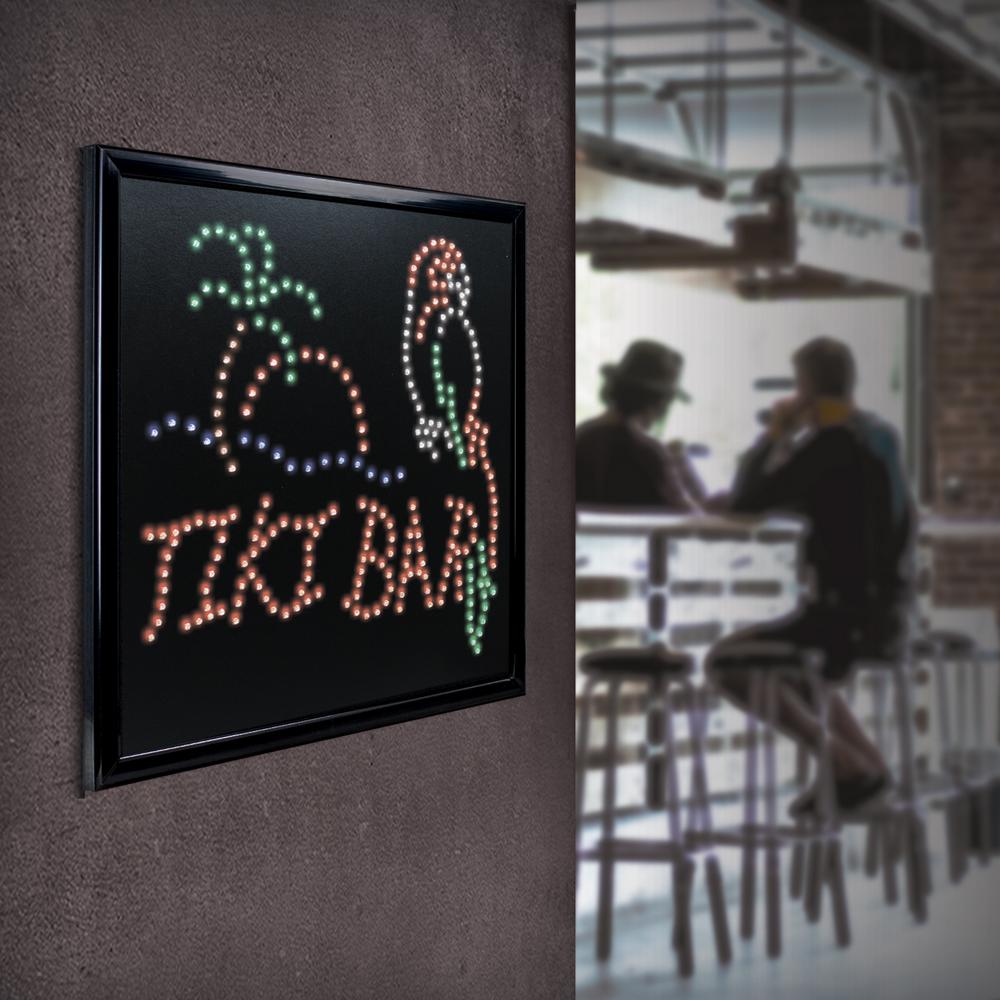 Crystal Art Gallery Tiki Bar Palm Tree Parrot Framed LED Sign-91372 ...