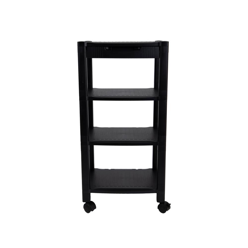 Black 4-Shelf Portable Printer Cart with Wheels Nepal | Ubuy