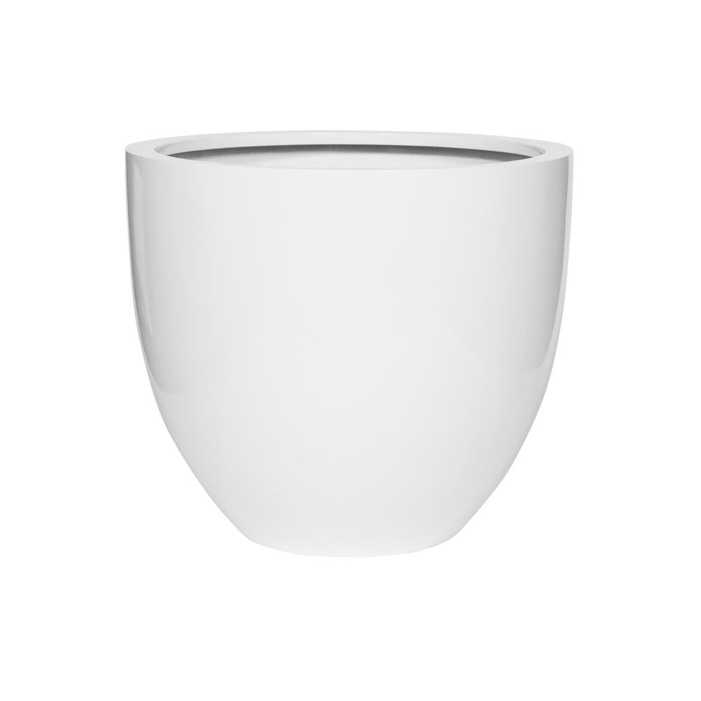 PotteryPots Block Extra Large 24 in. Tall Glossy White Fiberstone ...